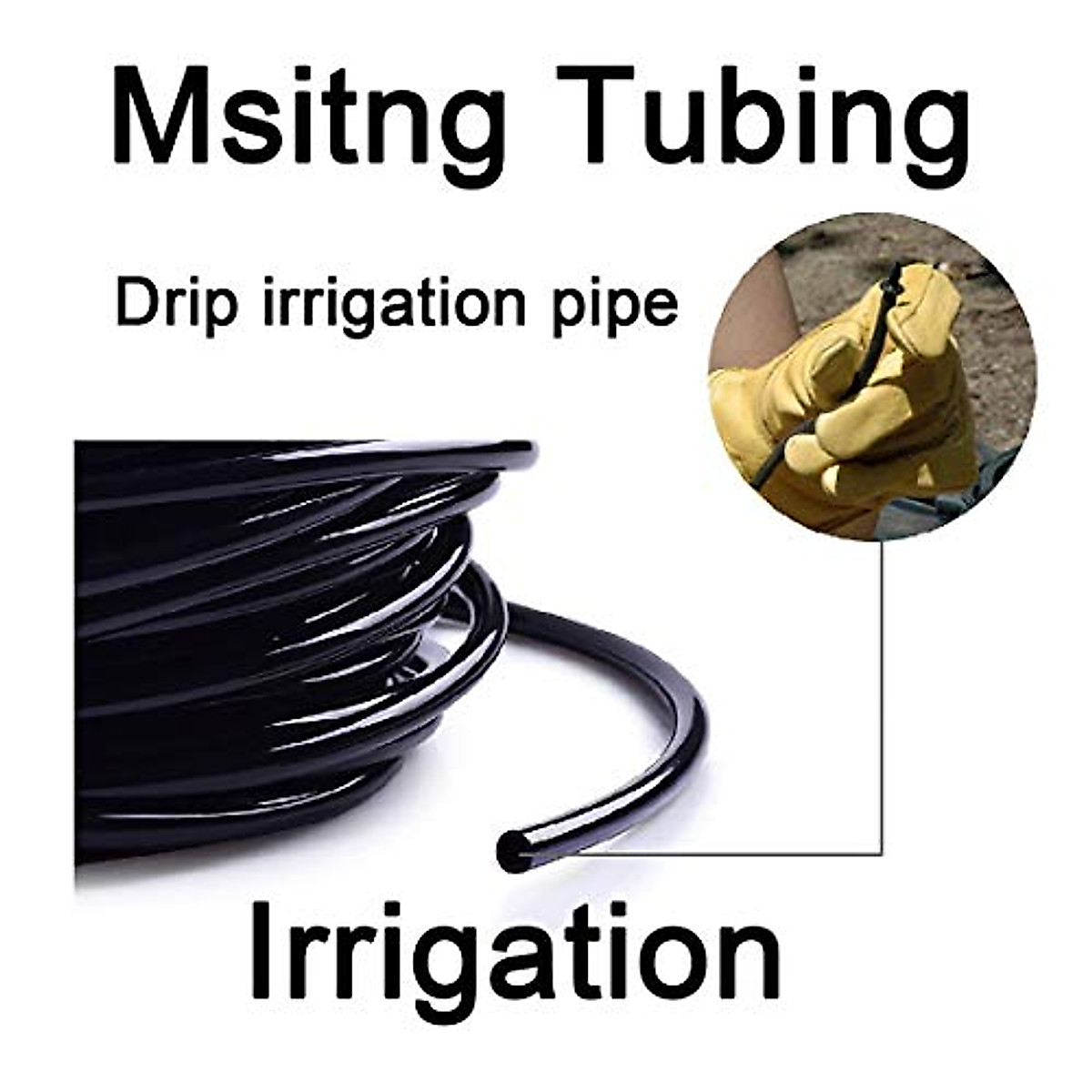 Furnrubden 1/4 Inch Drip Irrigation Tubing, 100Ft Blank Garden Automatic 1/4" Watering Tube Line Watering Drip Kit for Small Garden Irrigation System