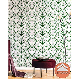 STENCILOGY® / KARASU - 23.6" x 39.4" XL Wall Stencil, Vintage Sashiko Stencil, Large Allover Wall Stencils for Painting, Large Ethnic Geometric Wall Stencil