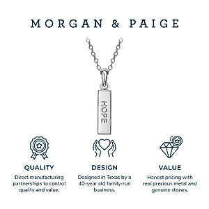 MORGAN & PAIGE Dainty .925 Sterling Silver Hope Vertical Bar Engraved Sentiment Pendant Necklace for Women, 16" Cable Chain and 2" Extender, Jewelry Gift for Her