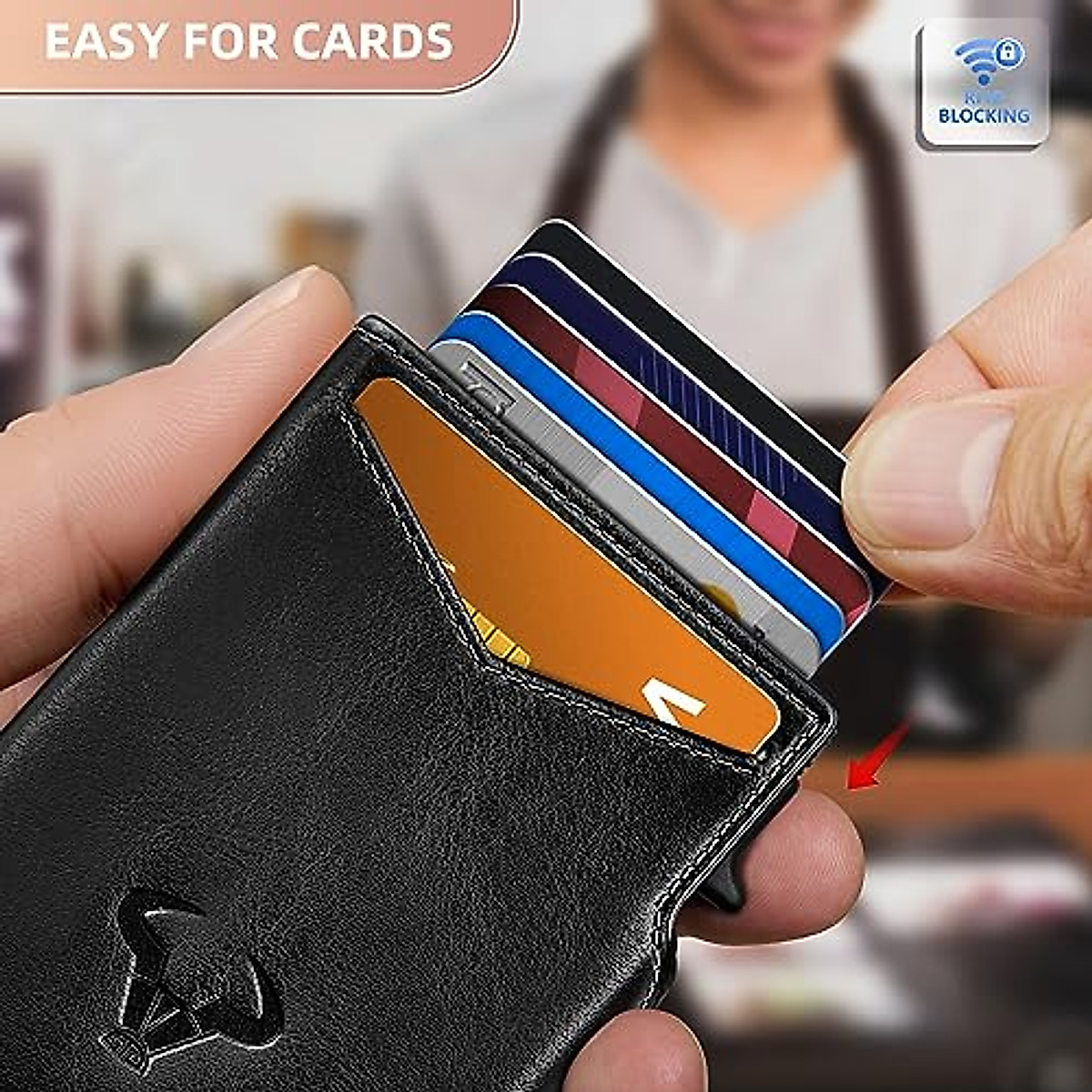 BULLIANT Men Wallet Gift Boxed,Slim Front Pocket Wallet Money Clip Card Holder 3.8"x2.7",Pop-up Access