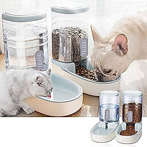 Automatic Pet Feeder 3.8L Food Feeder and Water Dispenser Set for Small & Big Dog Cat and Pet Animals (Grey)