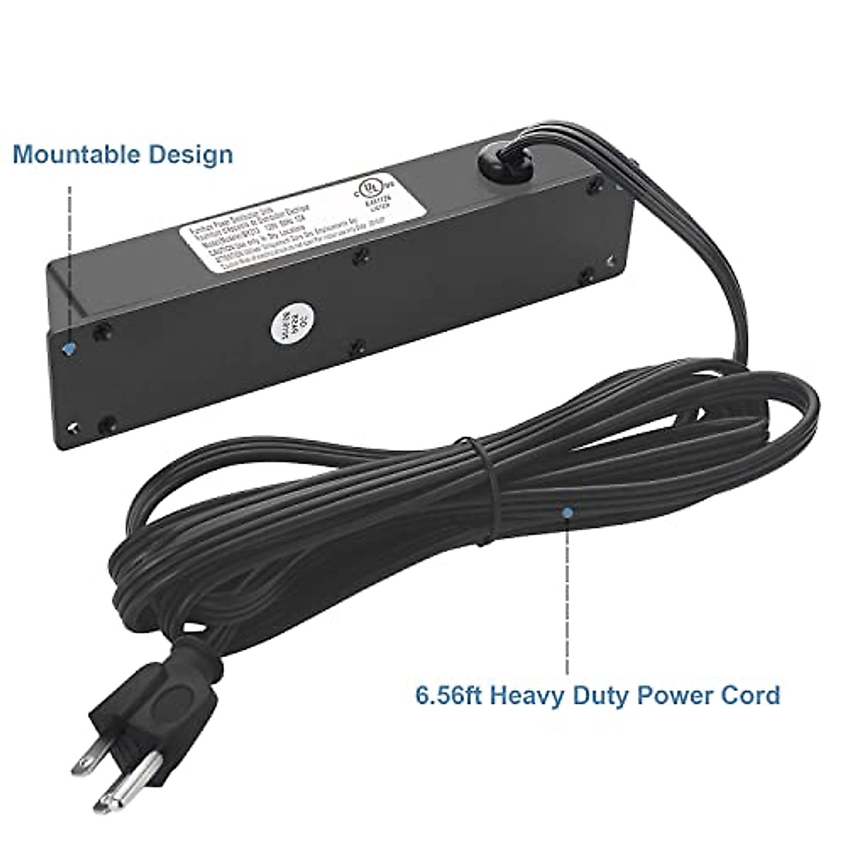 Wall Mount Power Strip with 4 Outlet, Mountable Power Strip with 2 USB Ports, 4-Port Under Desk Mount Connect with 6FT Power Cord, for Workbench, Nightstand, Dresser, Table.