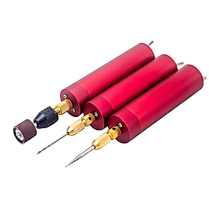 YWBL-WH DIY Hand Electric Drill Mini DIY Grinding Polishing Engraving Machine Tools Set Cordless Rotary Tool (USB Aluminum Drill + Three Bits) (Red)