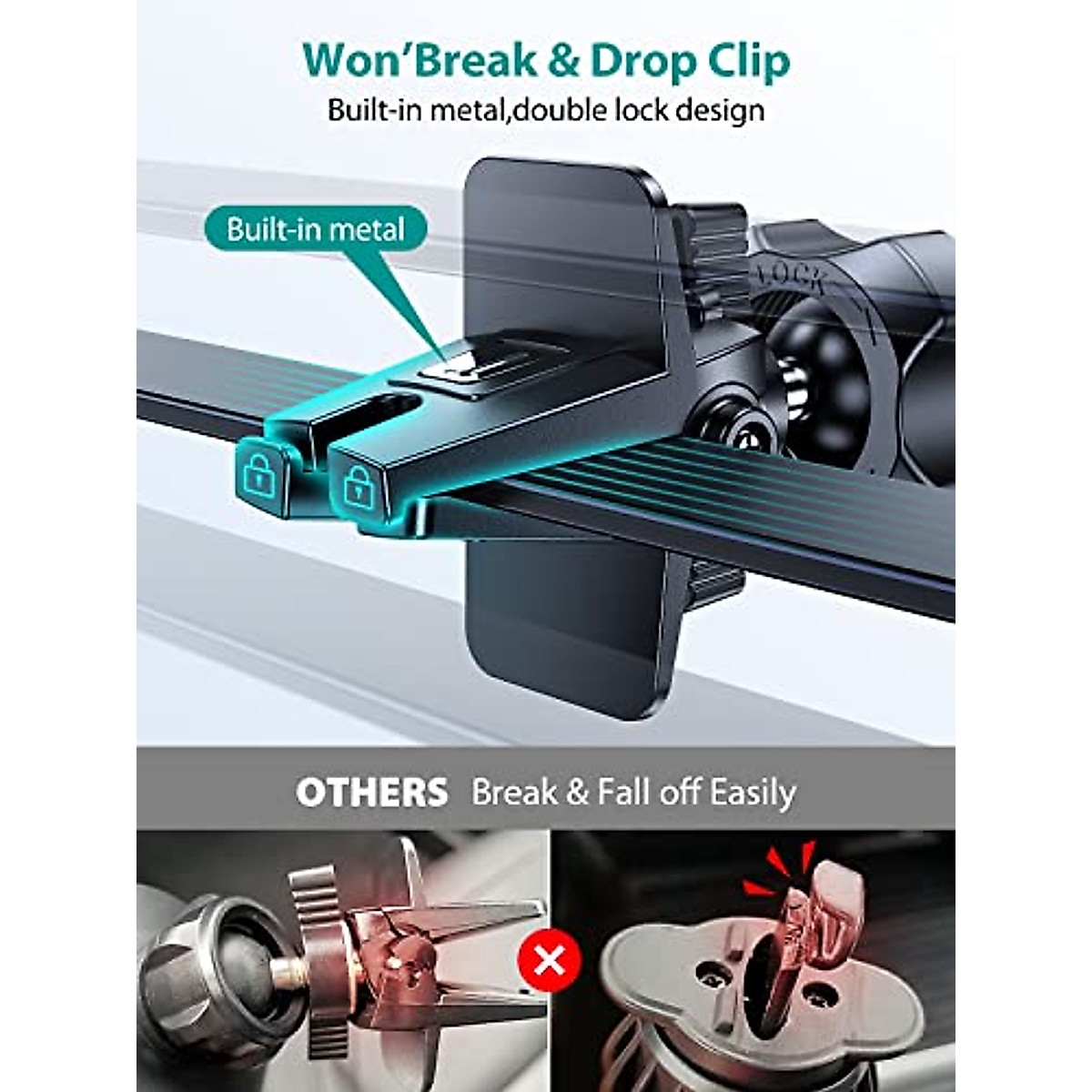 VICSEED Ultra Stable Car Phone Holder Mount, [Upgrade 100% Won't Fall & Break] 2 in 1 Air Vent Phone Mount for Car Easy Clamp Cell Phone Holder Car for iPhone 14 13 12 Pro Max Plus Mini All Phones