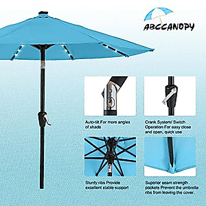 ABCCANOPY Durable Solar Led Patio Umbrellas with 32LED Lights 9FT (Turquoise)