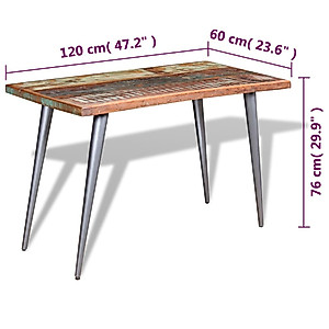 ULUYYUC Dining Table Solid Reclaimed Wood 47.2"x23.6"x30",Multifunctional Party Table Kitchen Tables Living Room Furniture Outdoor Table for Living Room, Kitchen, Backyard, Wedding