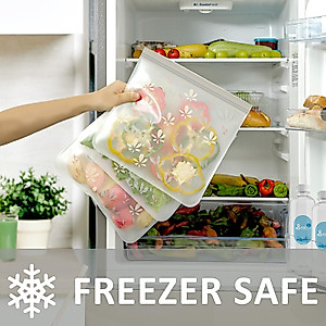 10 Pack Dishwasher Safe Reusable Gallon Bags Silicone, Leak proof Reusable Freezer Bags for Food Storage Home Organization Traval & Make-up BPA FREE for Food Storage Home for Salad Fruit