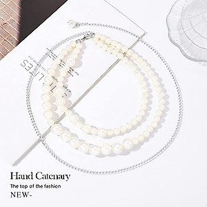 Jeweky Layered Waist Chain Pearl Body Chains Silver Waist Jewelry Party Belly Chains for Women