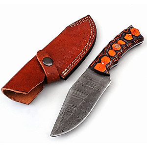 Handmade Damascus Hunting Knife with Beautiful Pakkawood Handle for Survival and Camping 9 Inch Fixed Blade Damascus Steel Knife with Sheath for Men