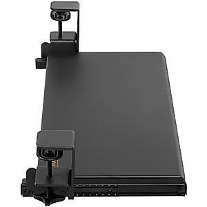 VEVOR Clamp on Keyboard Tray Under Desk, Desk Keyboard Tray Slide Out with Sturdy No-Drill C Clamp Mount, Large 26.8 x 11 inch Slide-Out Computer Drawer for Typing in Home, Office Work