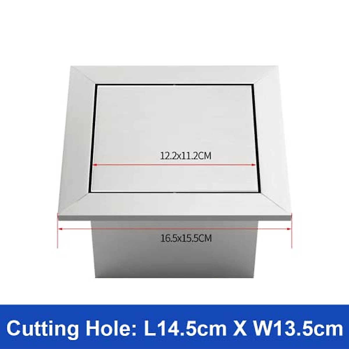 AEGIFT Trash Can Lid Square Trash Chute Built-in Countertop Trash Grommet Stainless Steel Swing Lid Waste Chute for Kitchen & Bathroom