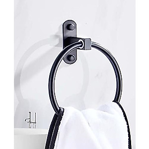 VEMMIO Towel Ring Black Hand Towel Rings Holder Aluminum Round Bar Washroom Wall Mounted Bath Hanger Rack Shelf Bathroom Accessories