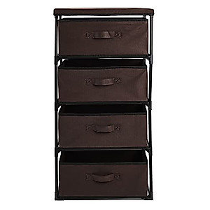 4-Tier Drawer Dresser for Bedroom, Clothes Organizer, Fabric Storage Tower for Clothing, Linens, Closet, Easy Assembly, Durable Materials (Dark Brown, Tall, 16.5x13.2x33.4 in)