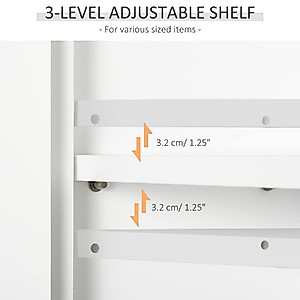 HOMCOM Medicine Cabinet, 3-Tier Bathroom Wall Cabinet with Adjustable Shelf and 2 Doors, Bathroom Cabinet for Over The Toilet, White