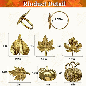 Thanksgiving Napkin Rings Set of 12, Fall Napkin Rings Maple Leaf Pumpkin Napkin Rings Holders for Family Party Wedding Harvest Autumn Holiday Dinner Table Decorations