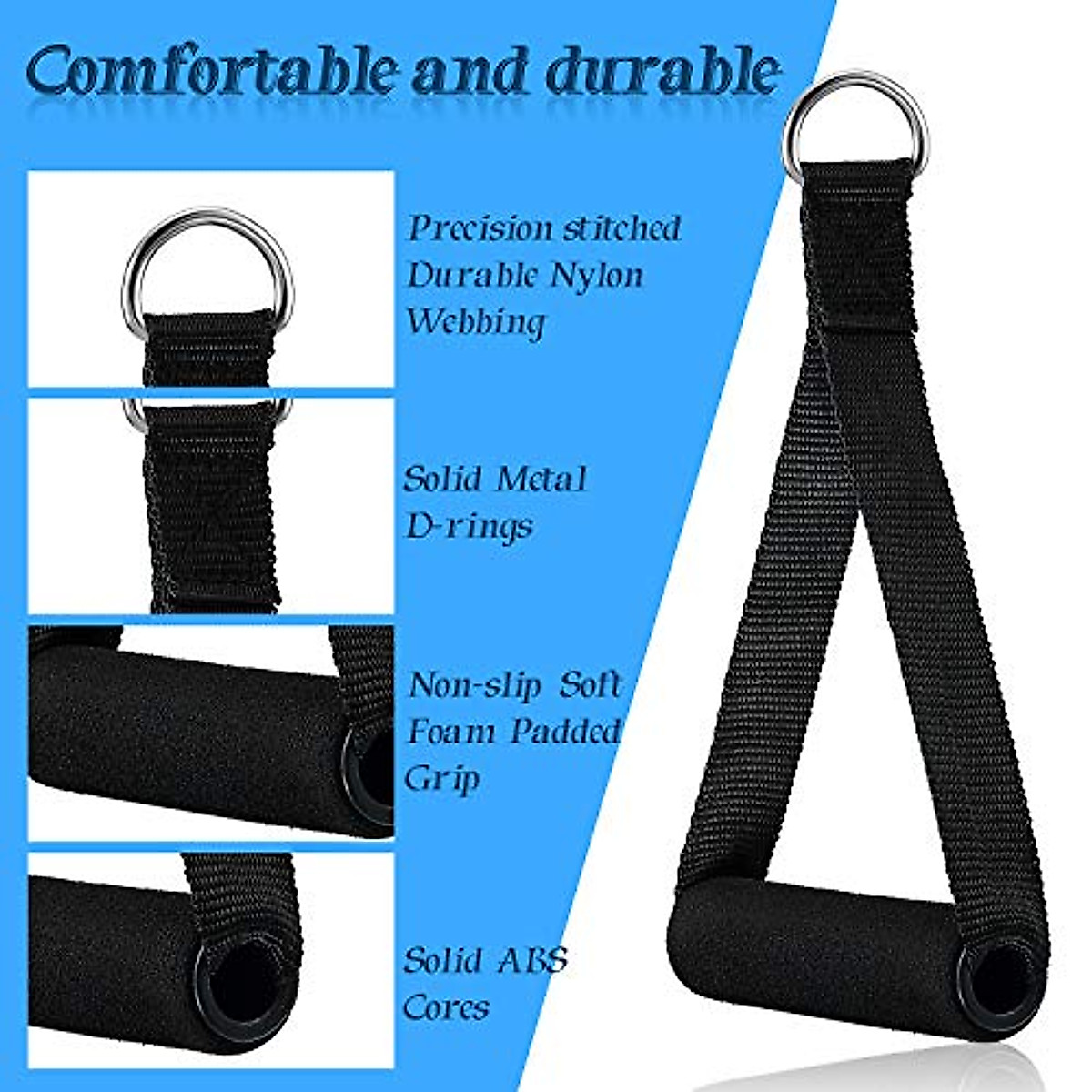 8 Pieces Resistance Band Handles Exercise Band Handles Replacement Fitness Strap Cable Machine Attachment Grips Pull Handles Resistance Bands for Resistance Training