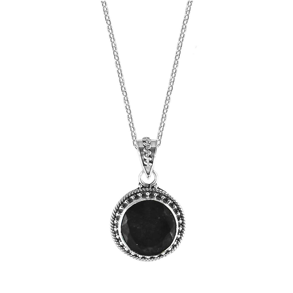 Sivalya AURORA Black Onyx Necklace and Earring Set in Solid Silver - Jewelry Set for Women in 925 Sterling Silver - Natural Teardrop Black Onyx Stones black Gemstone Jewelry- Gift Packaging Included