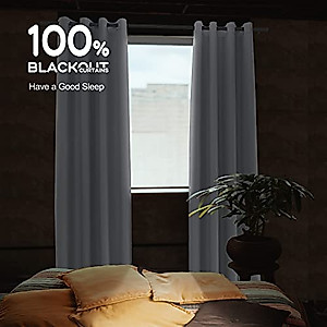 INOVADAY White Blackout Curtains 84 Inches Long, Lightweight Room Darkening Curtains for Bedroom Living Room Grommet Top Black Out Window Drapes - Greyish White, W50 x L84, 2 Panels Set