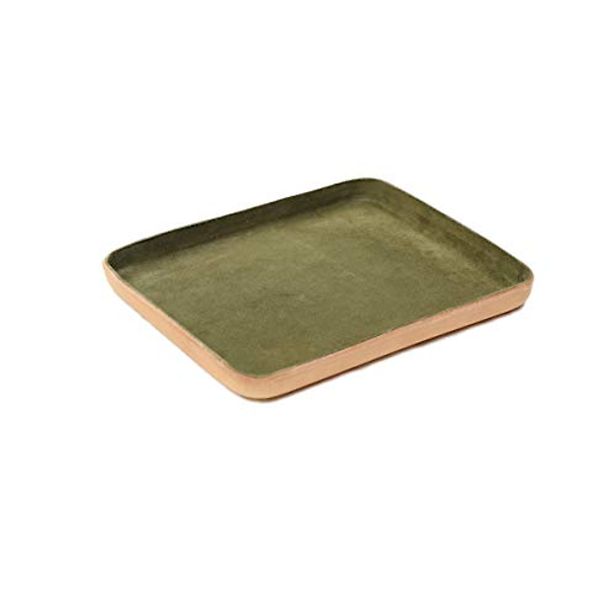 Molded Leather Valet Tray Large. Olive suede interior. Organizing accessories to store lifestyle Essentials. Home Decor