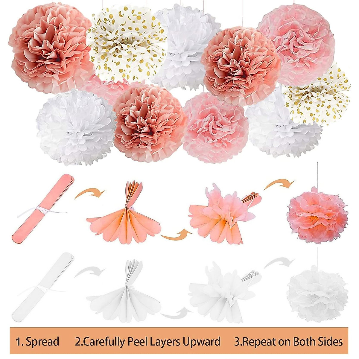 Hyfant Bachelorette Party Decorations Rose Gold Bridal Shower Decorations Bride To Be Decor Supplies Balloon and Banner Set Butterfly Stickers Tassel Tissue Pom Pom Kit for Bachelorette Party Wedding
