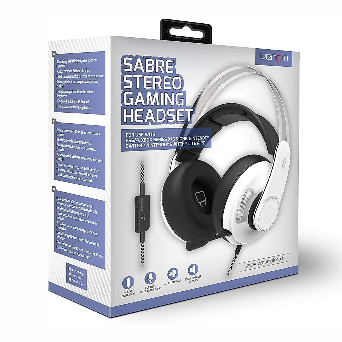 Venom Sabre Multi-Format Gaming Headset - White