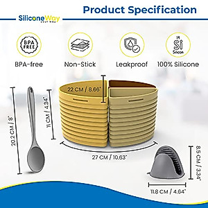 SiliconeWay 6PCS Slow Cooker Liners Set of 3 for Slow Cooker 6-8 QT – Triple Slow Cooker Divider Includes Silicone Gloves, Spoon – BPA Free Durable Silicone Divider Insert – CrockPot & Non-Stick