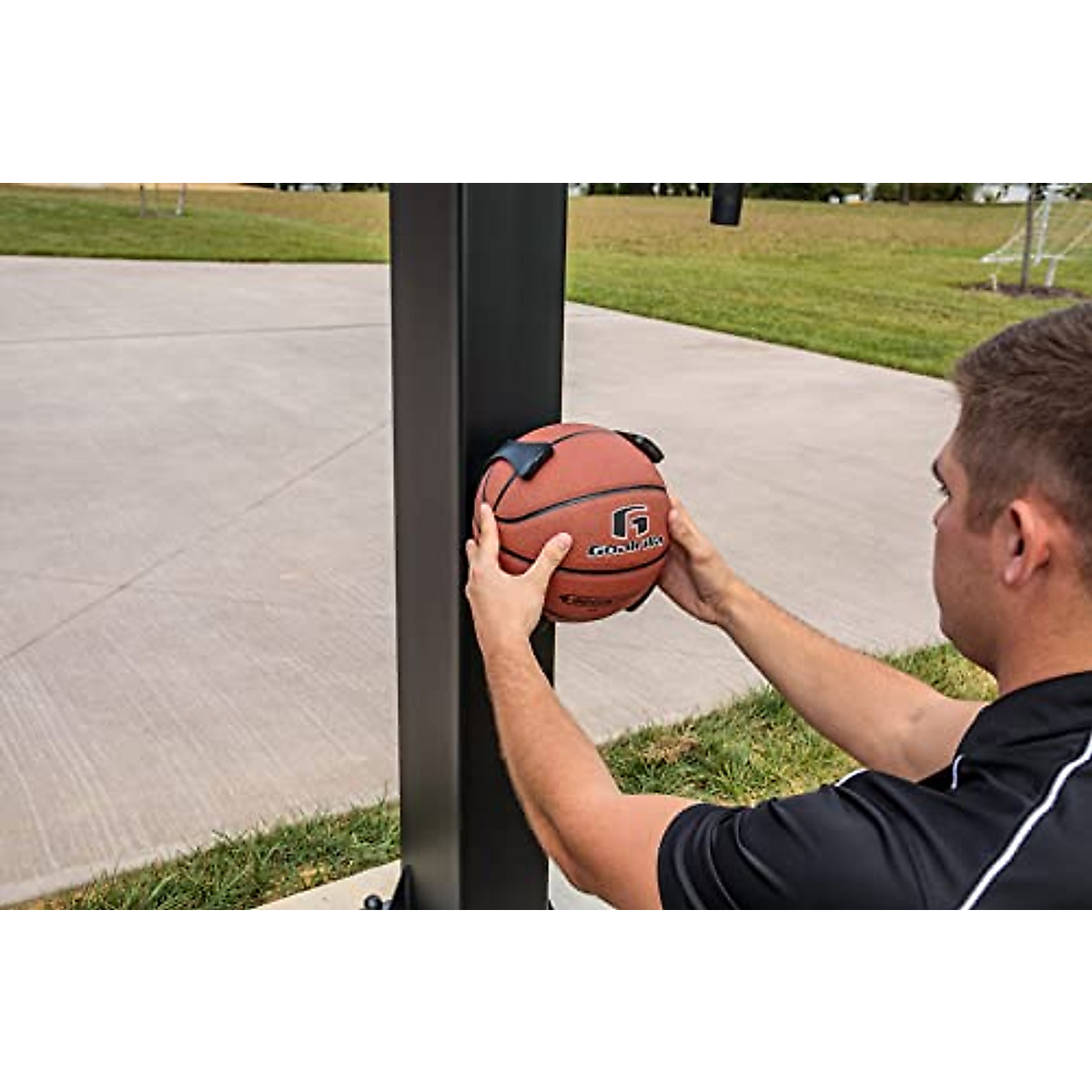 Silverback Basketball Holder Compatible with Men's, Women's, Youth Basketballs, Soccer Balls, Volleyballs, and Kickballs,Black