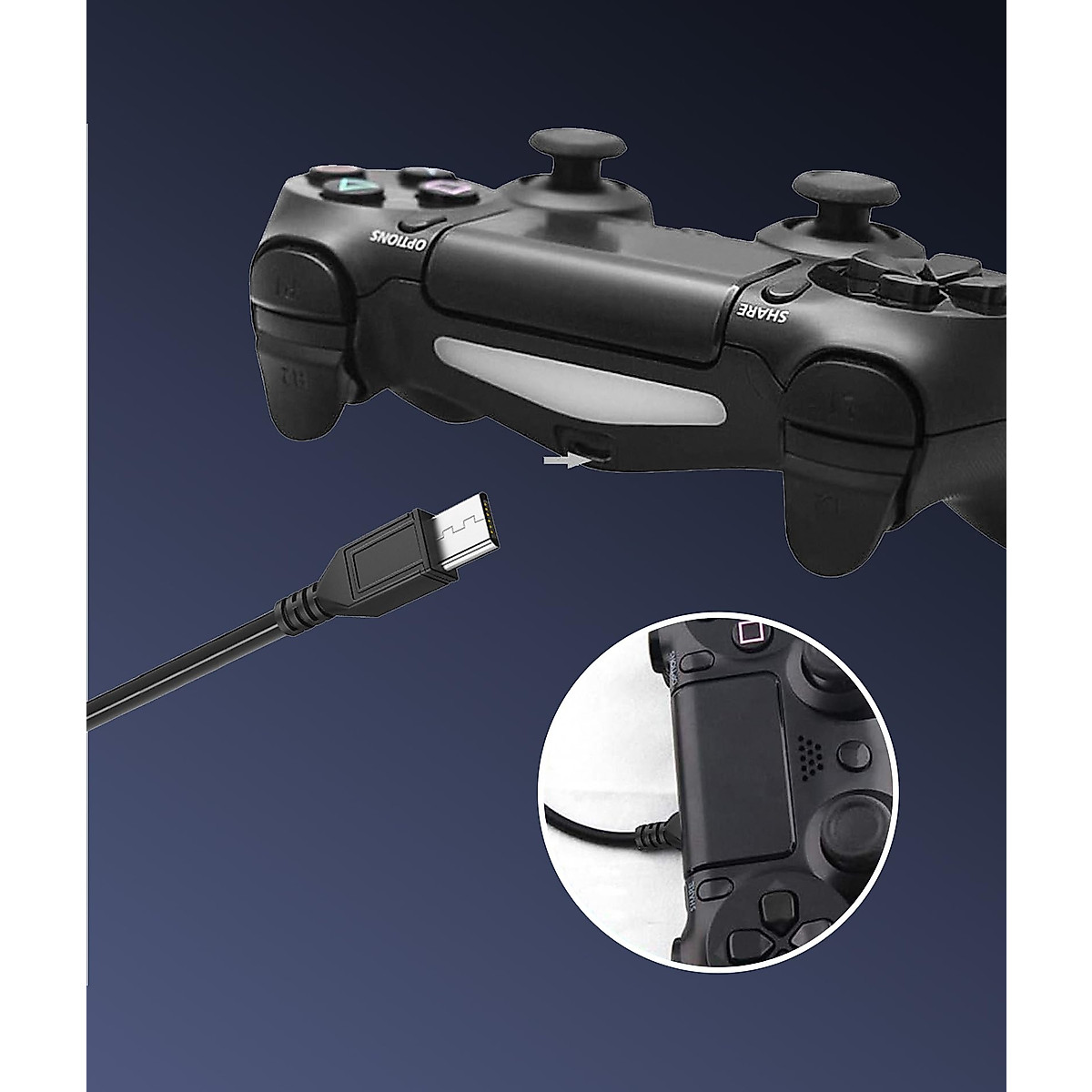 6amLifestyle [2 Pack 10FT] PS4 Controller Charging Cable, Charge and Play, Micro USB Charger High Speed Data Sync Cord for Sony PlayStation 4 PS4 Slim/Pro Controller, Xbox One S/X Controller, Android