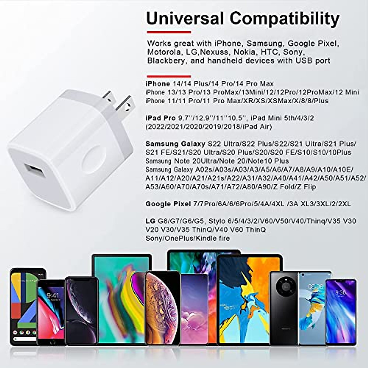 iPhone Charger Block, Plug in Phone Charger, Sicodo 4Pack Single Port USB Wall Charger Fast Charging Adapter Cube Box for iPhone 14 13 12 SE(2020) 11/11pro/XS/XS Max/XR,Samsung Galaxy S22/S21/S20,LG