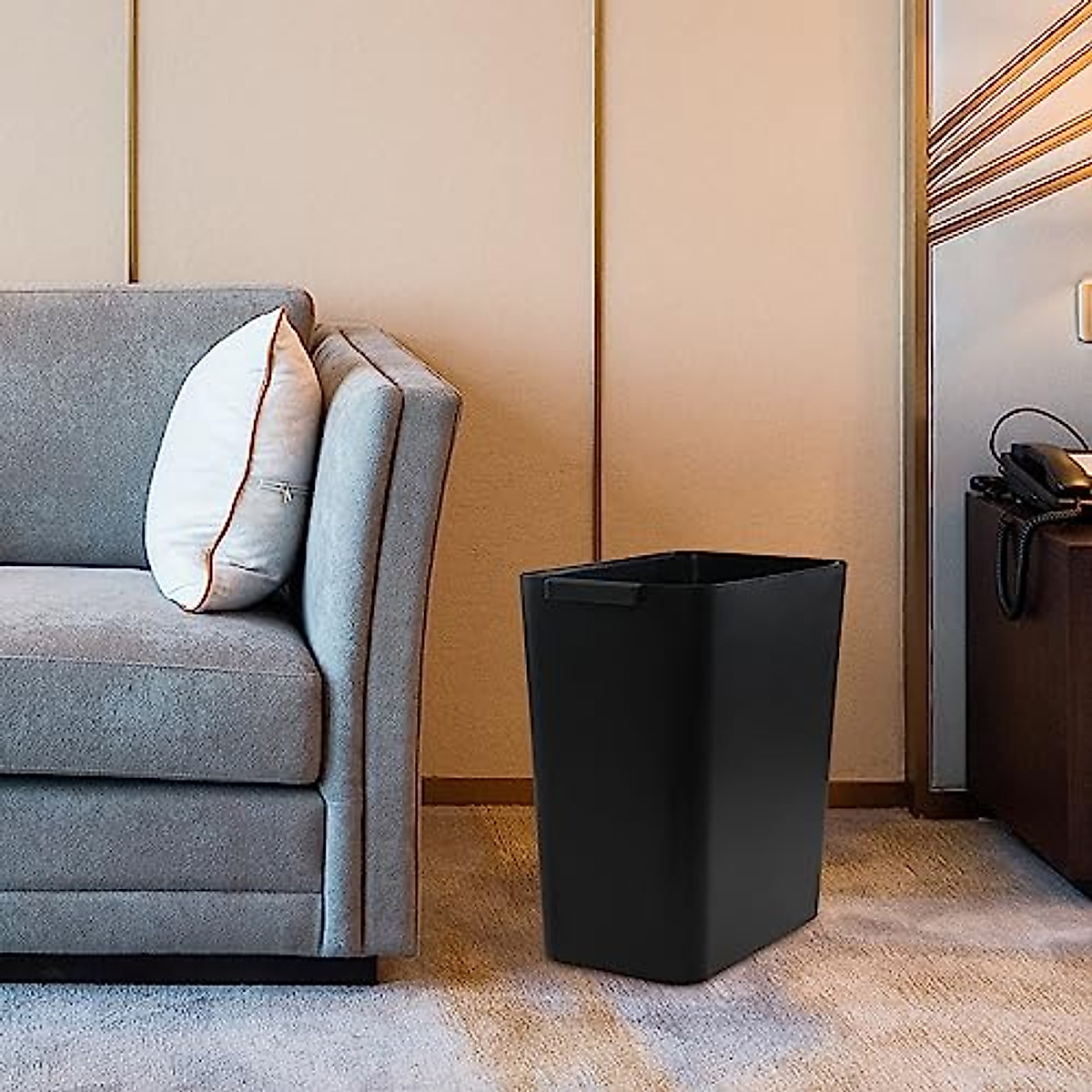 HOMMP 3-Pack Black 4.5 Gallon Office Wastebasket, Deskside Plastic Garbage Container Bin