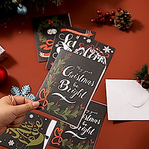 JOYIN 72 PCS Holiday Christmas Greeting Cards with 6 Artistic Greeting Designs With Envelopes for Winter Christmas Season, Merry Christmas Cards, Wintertime Gifts Cards. (Artistic Black Collection)
