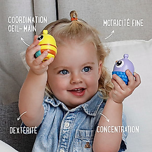 Lalaboom My First Step-by-Step Developmental Sensory 6 Piece Character Bead Activity Tube Set – Pop, Twist, Mix, and Stack— Montessori Method STEM Focus – Dishwasher Safe - Ages 10 Months+ - BL311