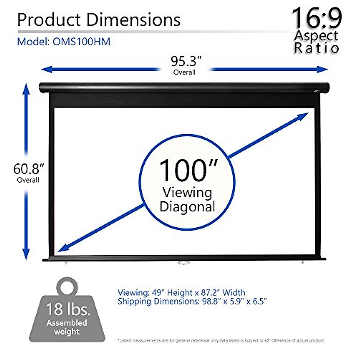 Elite Screens Yard Master Manual Projector Screen, 100-inch Outdoor Rain Water Resistant 16:9, 8K 4K Ultra HD 3D Movie Theater Cinema Front Projection, OMS100HM |US Based Company 2-YEAR WARRANTY