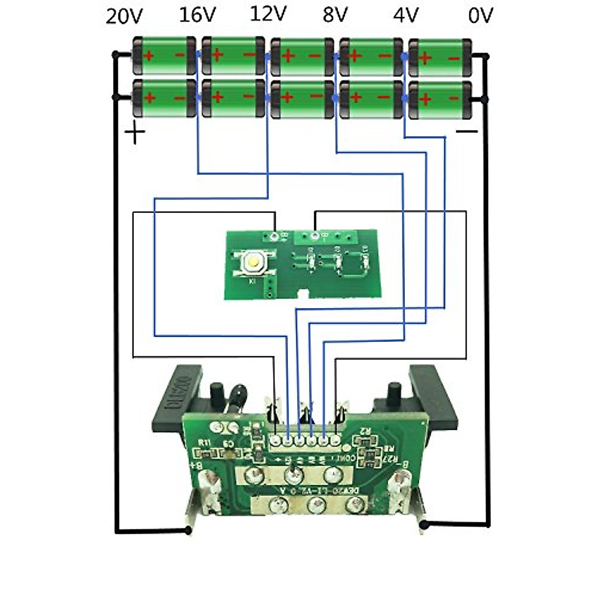LaiPuDuo Battery Replacement Plastic Case for DeWalt 20V DCB201,DCB203,DCB204,DCB200 18V Li-ion Battery Cover Parts for 3A 4A 5A