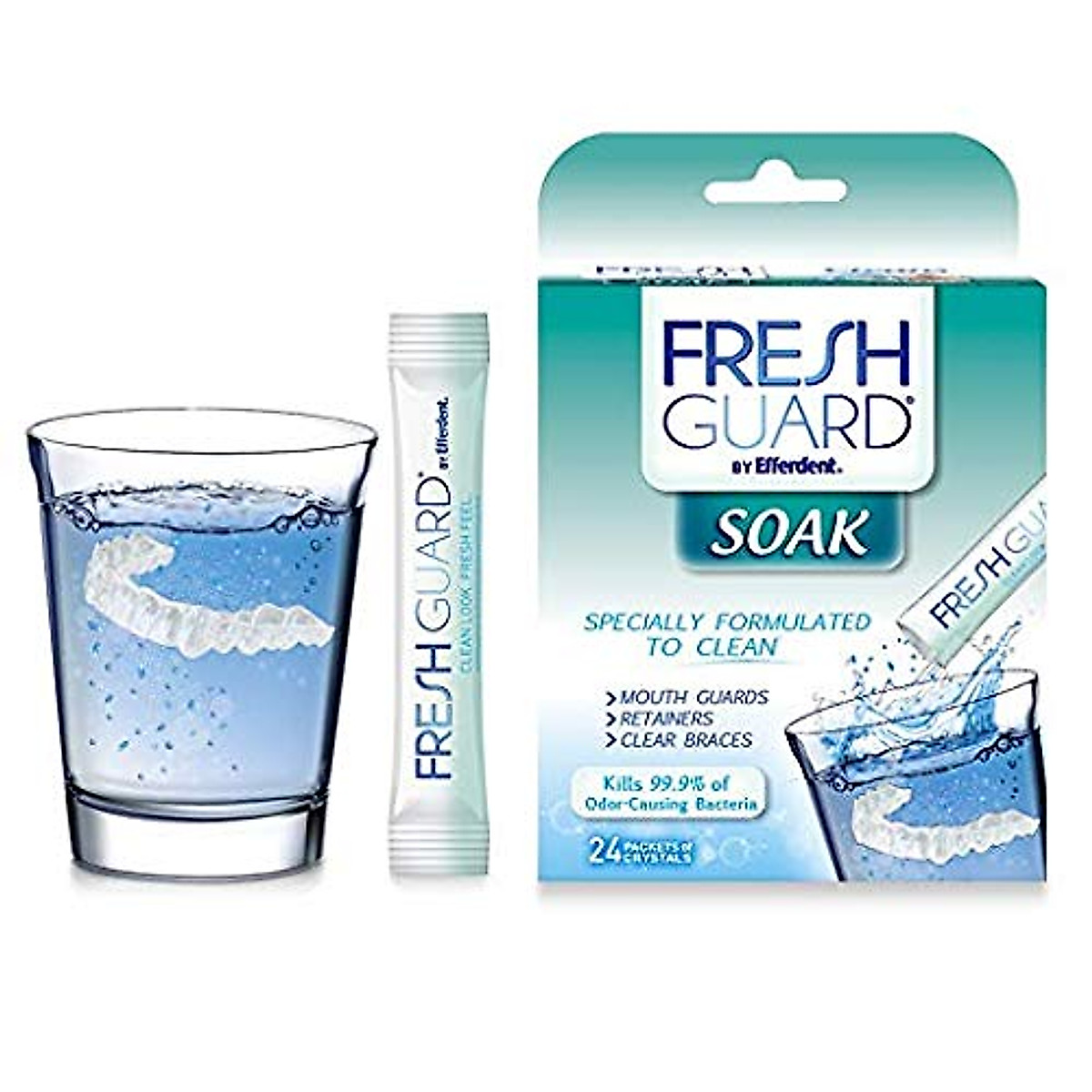 Fresh Guard Soak Specially Formulated for Retainers Mouthguards and Removable Braces, 24 Count (Pack of 12)