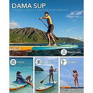 DAMA Inflatable Stand Up Paddle Board 11'x33" x6", Inflatable Yoga Board, Dry Bags, Camera Seat, Floating Paddle, Hand Pump, Board Carrier, Durable & Stable for 3 People