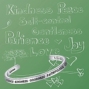 bobauna Christian Bracelet Scripture Bible Verse Gift (love self-control cuff bracelet)