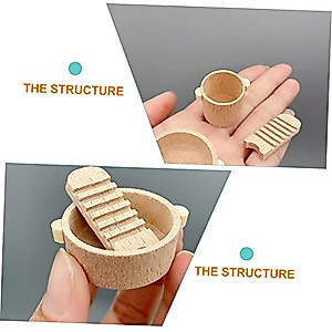 Dollhouse Washboard 1 Set Dollhouse Home Decoration Mini Miniature Dolls Miniature Bathroom Basin Mini House Furniture Dolly House Ornament Miniature Barrel Wooden Sink