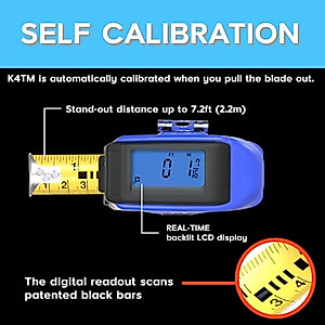 KOISS K4TM 3-in-1 Digital Measuring Tape with Laser, 130FT Laser Measurement Tool, 16FT Tape Measure, Real Time Digital Screen with Backlight, 3 Memory Functions, Rechargeable Battery
