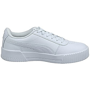 PUMA Women's Carina Sneaker, Puma White-puma White-puma Silver, 8.5 US