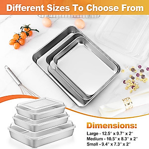 Herogo Baking Pan with Lid, 9 x 12 Inch Stainless Steel Lasagna Pan Deep, Rectangle Cakes Bakeware with Lid for Brownies Casseroles, Non Toxic & Dishwasher Safe