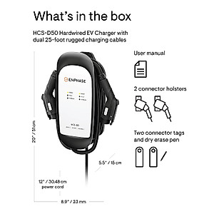 40 Amp Dual EV Charger, Enphase HCS-D50, 240v, 9.6kW Power, 5-Year Warranty, Safety Certified, J1772 Connectors, Hardwired, 25ft Cables, Formerly ClipperCreek