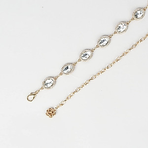 ILuvatar white glass diamond chain belt metal diamond belt women's dress metal belt women's western style belt women's belt oval decoration