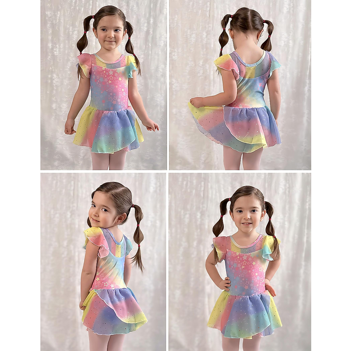 Zaclotre Girls Ballet Leotards Ruffle Sleeve Sparkle Dance Leotard Toddler Ballerina Dress Outfits