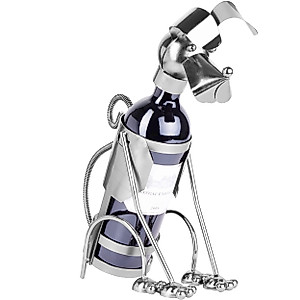 BRUBAKER Wine Bottle Holder 'Dog' - Table Top Metal Sculpture - with Greeting Card