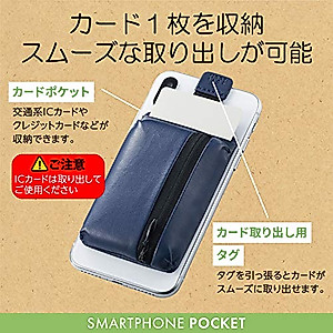 Elecom P-BPCCNV Smartphone Card Case, Back (Holds 1 Card), Coin Storage, Navy