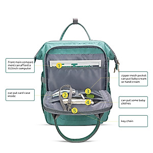 PHEBEN Diaper Bag Backpack Large Capacity Travel Back Pack Multifunction Waterproof Maternity Baby Changing Bags Unisex Stylish Nappy Bag with Stroller Straps & Pacifier Case(Green)