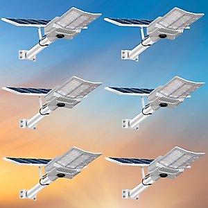 HWHDJ Solar Street Light - 6000W Solar Parking Lot Light 560000LM Dusk to Dawn Street Lights Solar Powered, IP67 Waterproof Solar Wide Angle Lamp with Motion Sensor for Yard, Road (6 PCS)