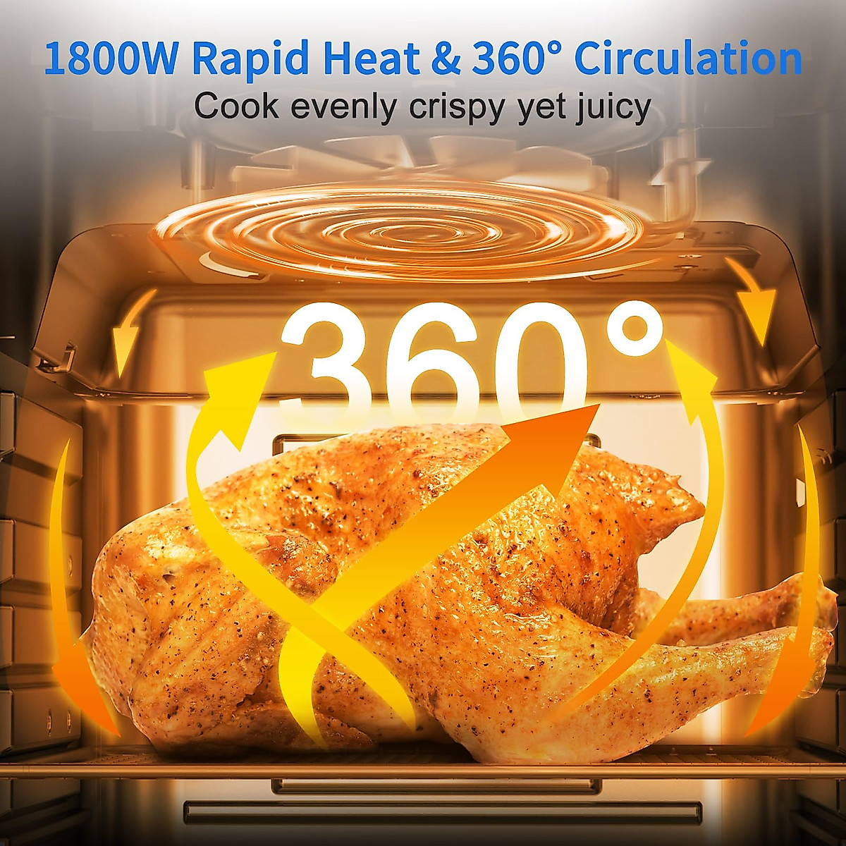 HotKing Air Fryer Oven 20 Quart Large, 10-in-1 Airfryer Rotisserie Dehydrator Toaster Oven Combo with Racks, XL Digital Countertop Air Fryer for Family, 9 Accessories with Cookbook, ETL Certified