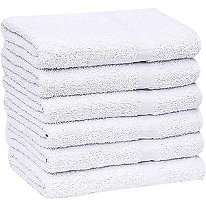 GOLD TEXTILES 12 Pack White Economy Cotton Blend 15x25 Inches Basic Hand Towels- Gym Towels (1 Dozen)